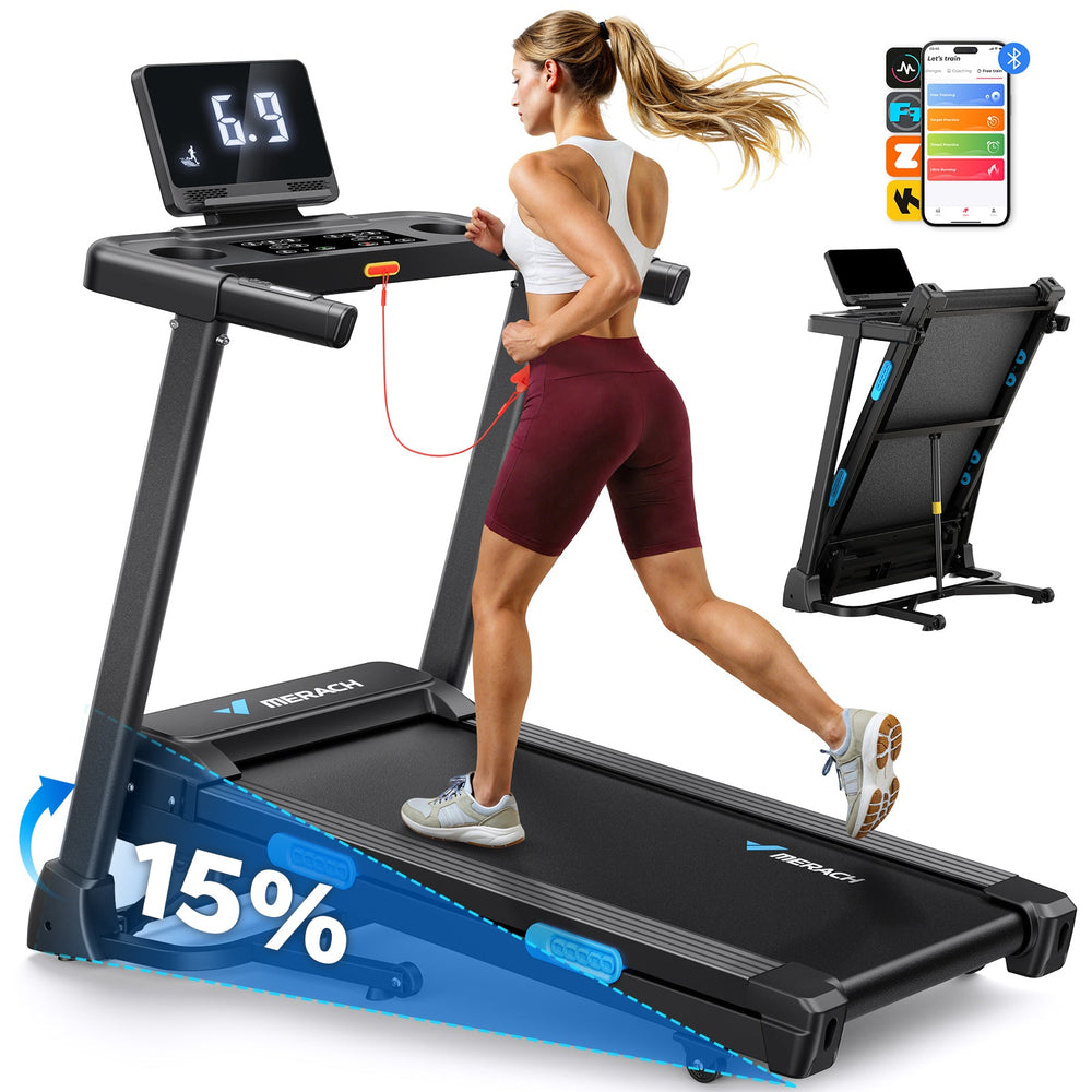 T12 Foldable Treadmill with 15% Auto-Incline for Home Use | MERACH AU