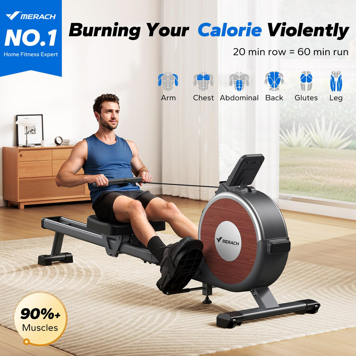 Q1S Magnetic Rowing Machine with 350lb Capacity for Home Use | MERACH AU